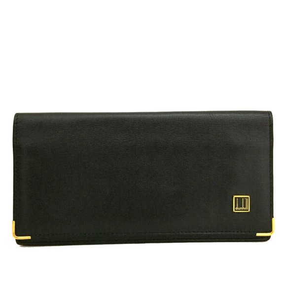 Dunhill | Bags | Dunhill Logo Black Leather Long Bifold Wallet E458 ...